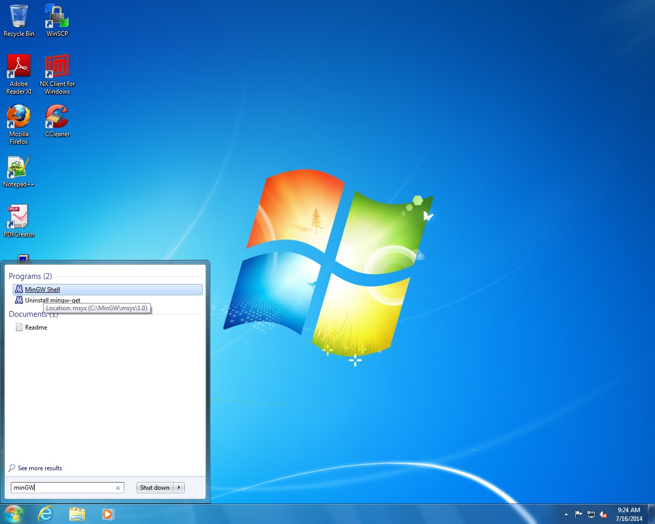 Windows7mingw Shell Windows7mingw Shell